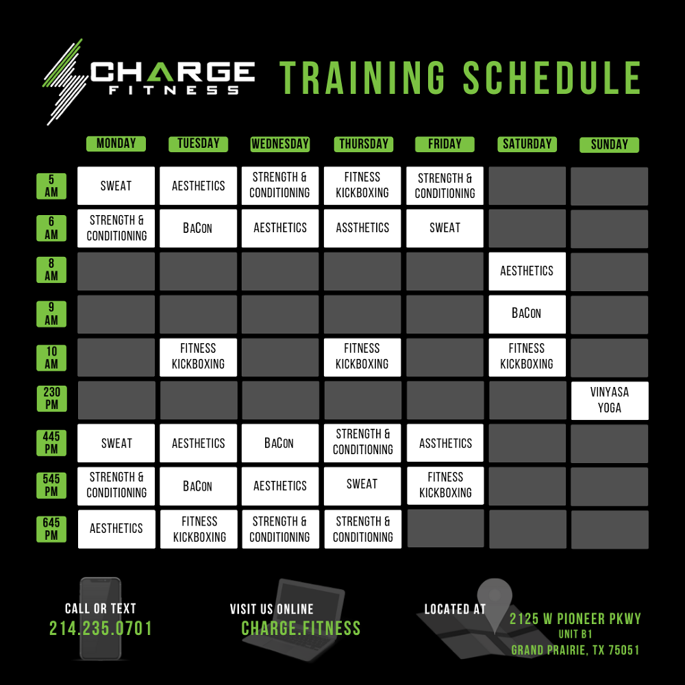 Training Schedule - Charge Fitness